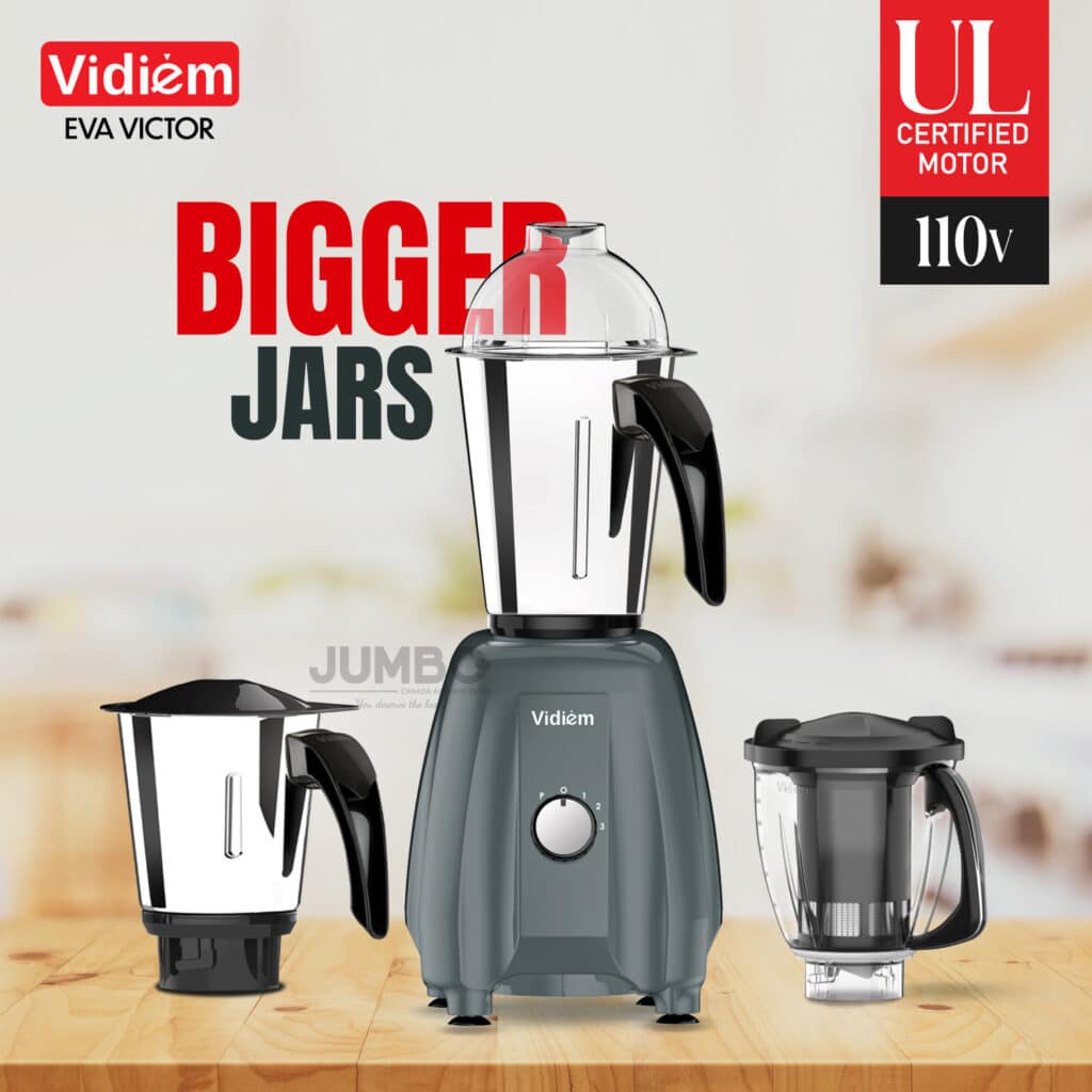 Vidiem Eva VICTOR 650W / 110V Stainless Steel Jars - Indian Mixer ...